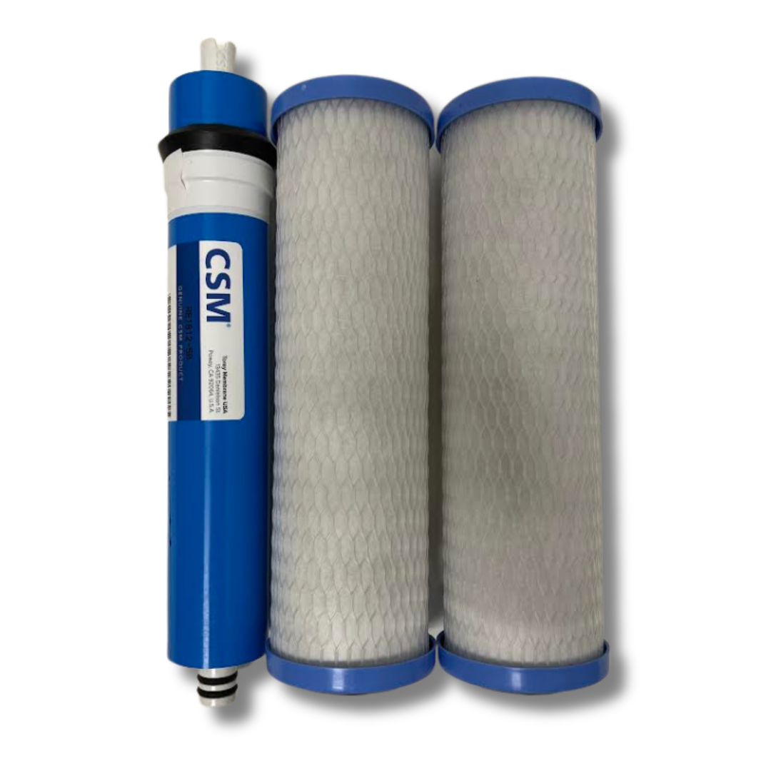 3-Stage RO Replacement Kit, Two 10" Filters + 50 GPD Membrane ...